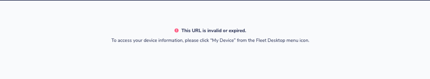 In "My Device" page, API calls that fail due to invalid token should display a message to the ...