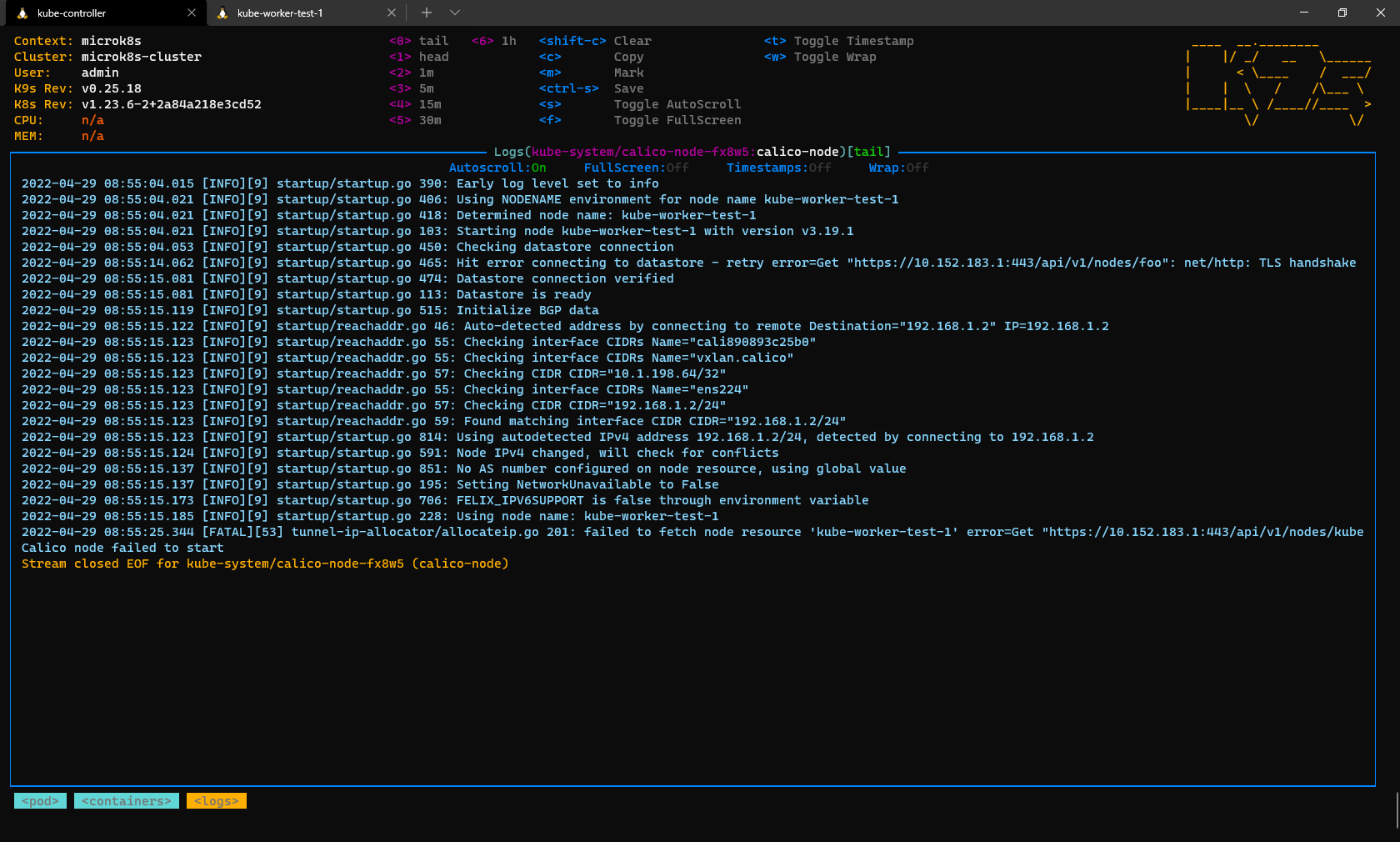 calico-node-xxxx “Hit error connecting to datastore” in a newly setup worker node · Issue #3101 ...