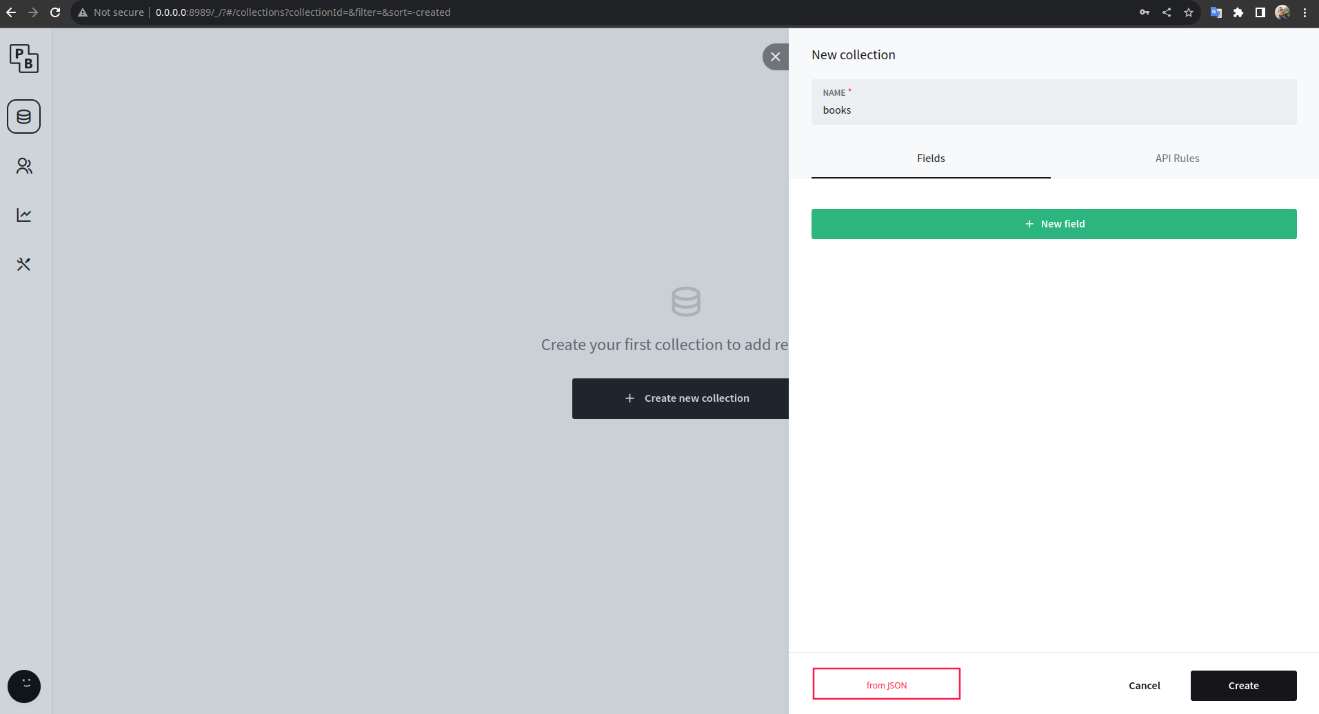 [fr] Add Collection From Json · Issue 664 · Pocketbase Pocketbase · Github