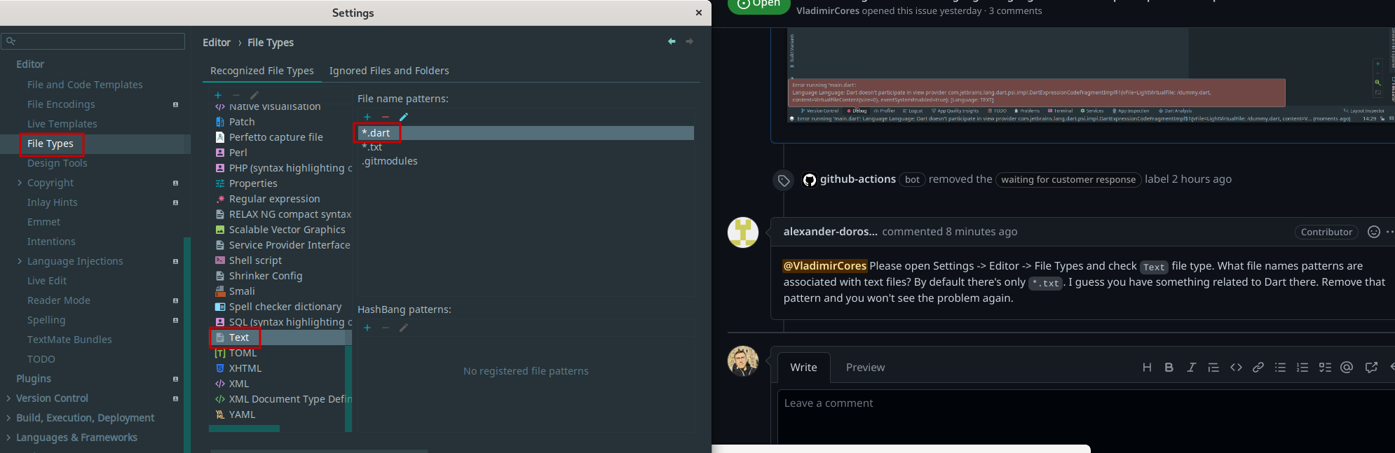 Error running 'main.dart': Language Language: Dart doesn't participate in view provider · Issue ...