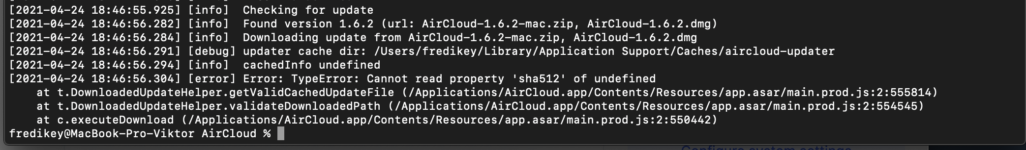 Electron Updater Problems With Cashedinfo And Fs Extra Cannot Read Property Sha512 Of