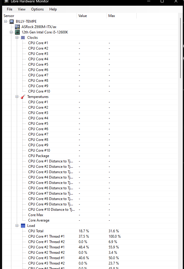 The CPU temperatures and clocks are missing · Issue #1016 · LibreHardwareMonitor ...