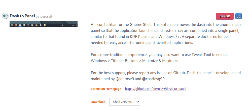 Error on gnome extension page · Issue #1352 · home-sweet-gnome/dash-to ...