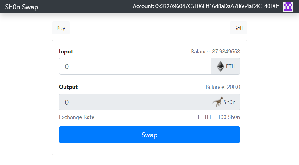 GitHub - shaspitz/sh0n-swap: An ERC20 token implementation, simple token exchange contract, and ...