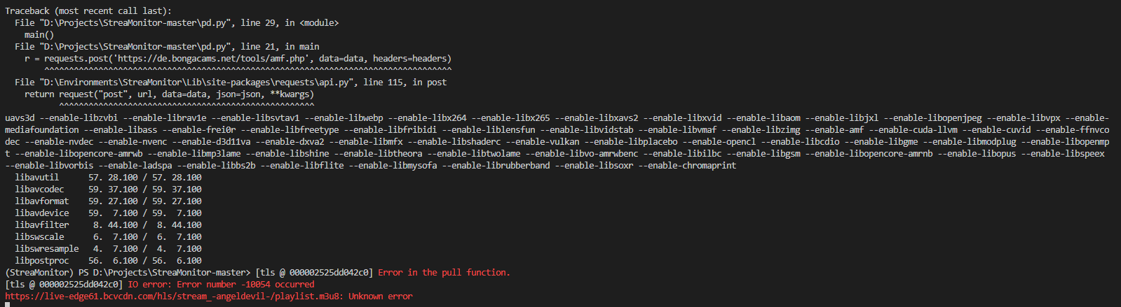 RuntimeError: No active exception to reraise · Issue #40 · lossless1024/StreaMonitor · GitHub