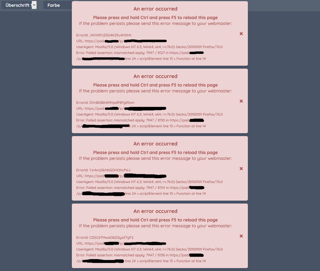[Bug] Faild assertion: mismatched apply · Issue #4090 · ether/etherpad-lite · GitHub