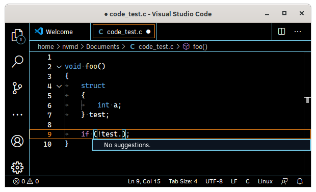 Intellisense Resolution Failing If Prepending User Defined Type Identifier With Negation