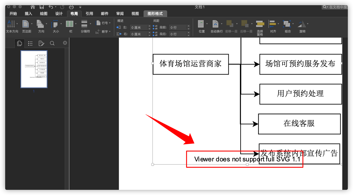 Export elements as SVG, then import to word file "Viewer does not ...