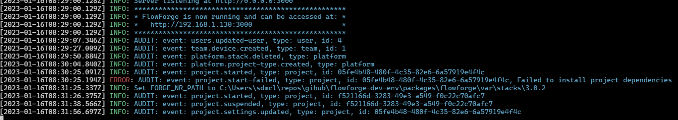Write audit-log events to the standard log as well · Issue #1409 · FlowFuse/flowfuse · GitHub