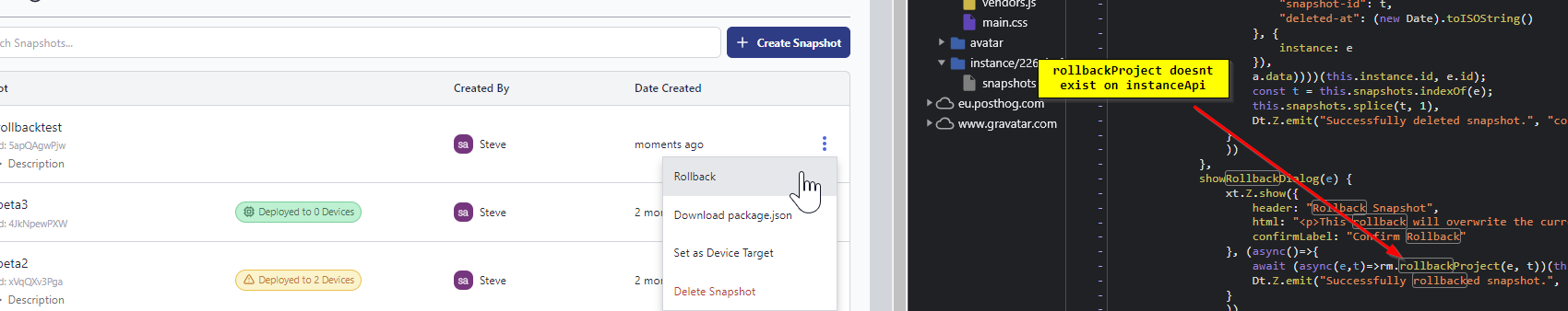 snapshot rollback no longer working · Issue #2026 · FlowFuse/flowfuse · GitHub