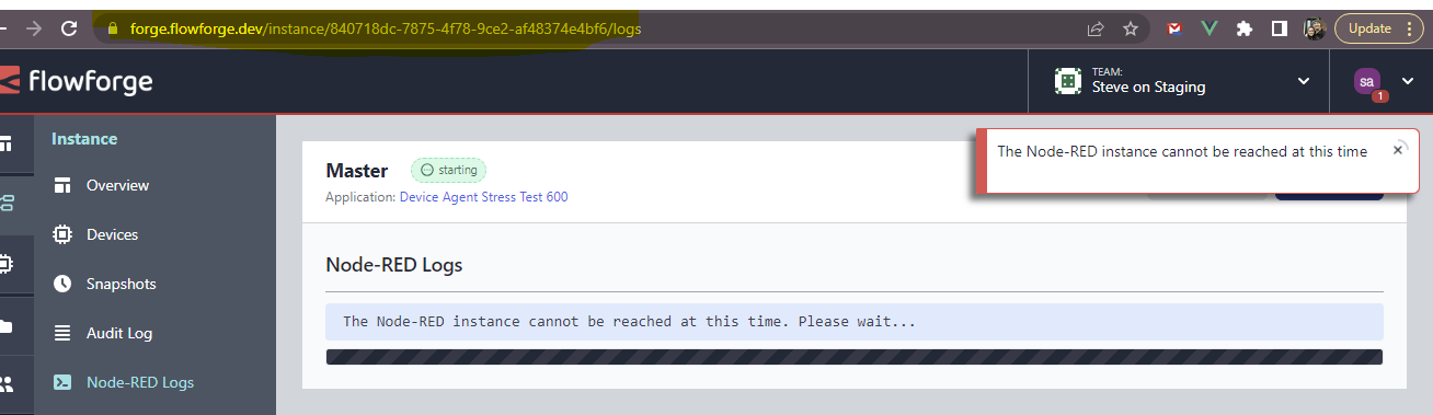 Instance Logs page doesn't handle errors well · Issue #1083 · FlowFuse/flowfuse · GitHub