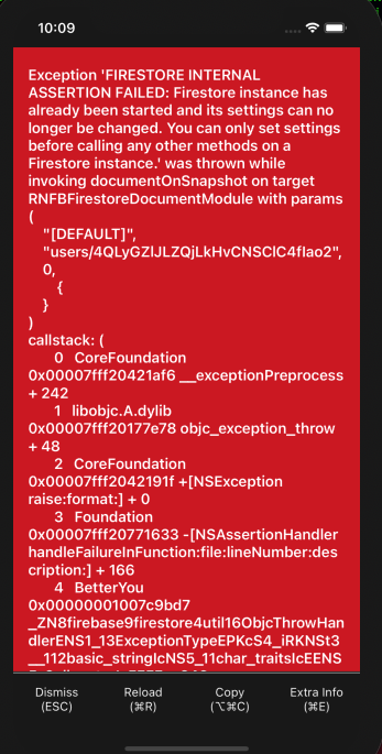 [🐛] FIRESTORE INTERNAL ASSERTION FAILED - invoking documentOnSnapshot on target ...