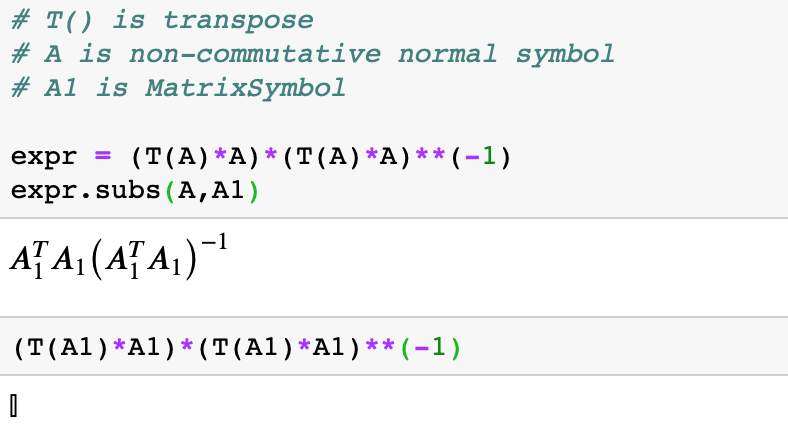 Substitution of non-commutative symbols with MatrixSymbols · Issue ...
