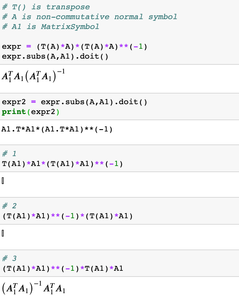 Substitution of non-commutative symbols with MatrixSymbols · Issue ...