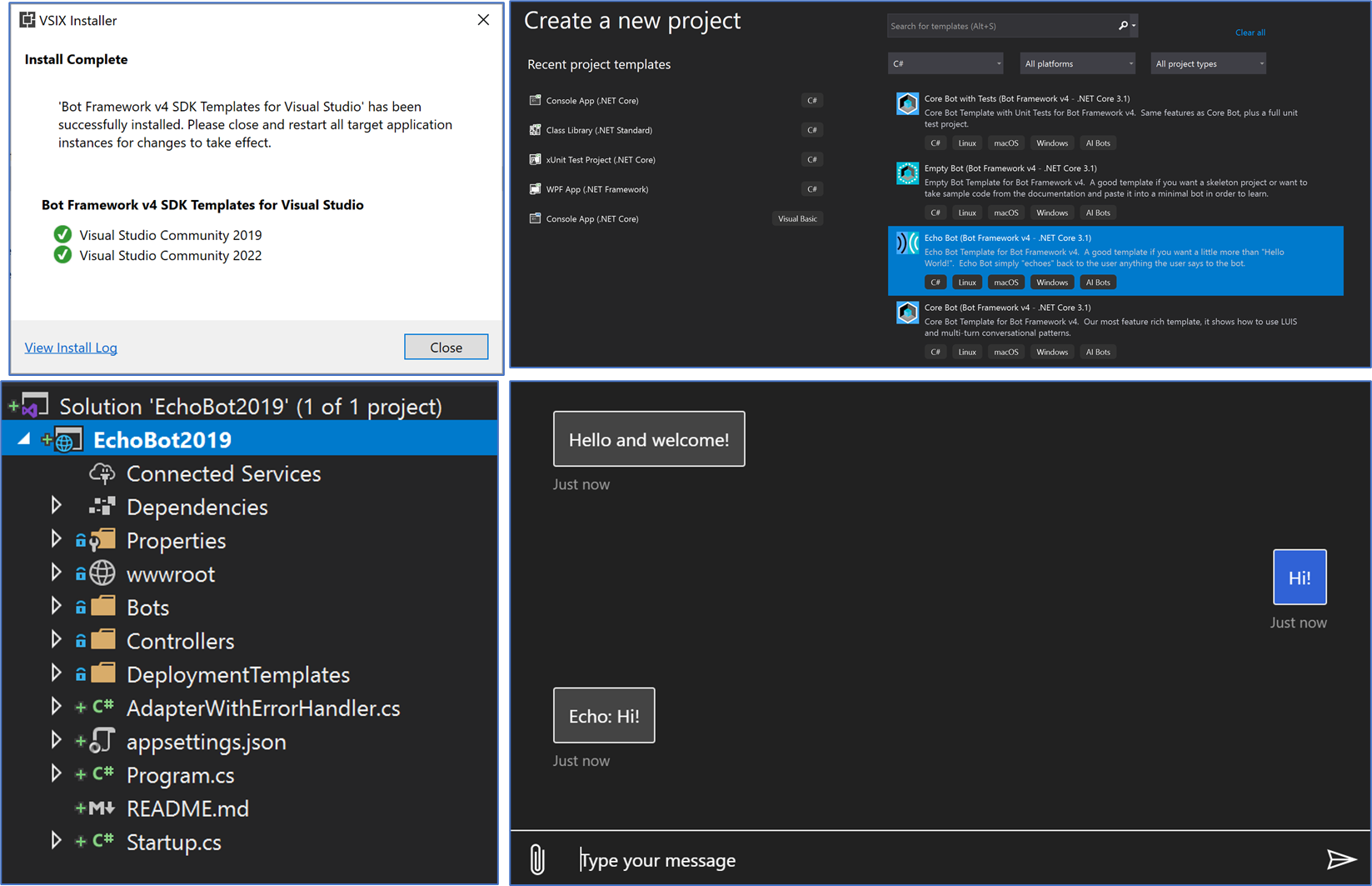 port: [#6018] Move Dotnet generators from Samples to "generators" - VSIX - Echo Bot (#6052 ...
