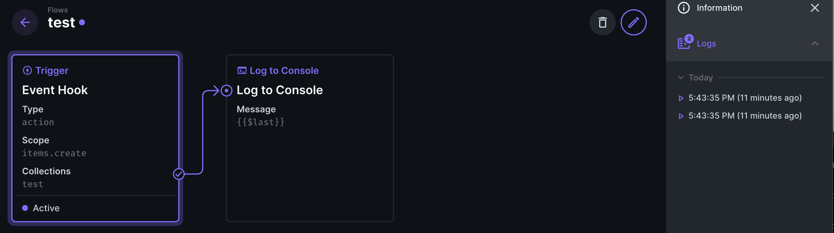 Flows: results doubled for actions like log to console or email ...
