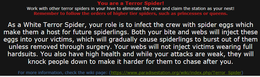 Terror spiders now have intro text by AzuleUtama · Pull Request #19564 · ParadiseSS13/Paradise ...