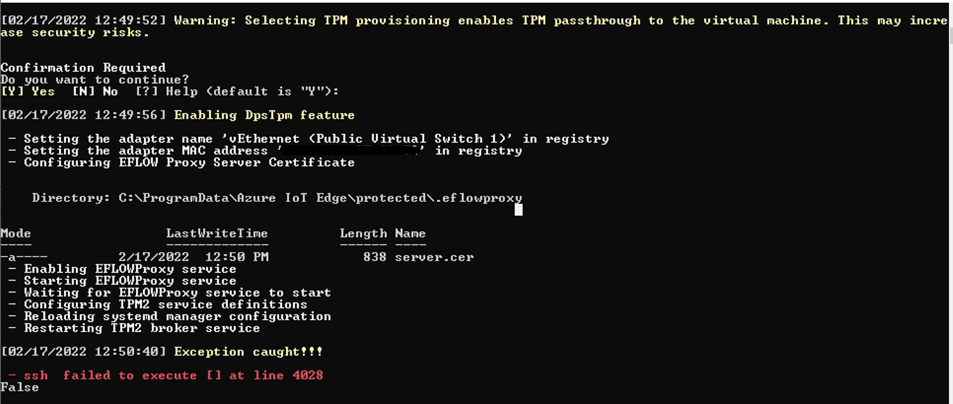 Set "DpsTpm" feature failed in Windows Server 2022 · Issue #120 · Azure/iotedge-eflow · GitHub