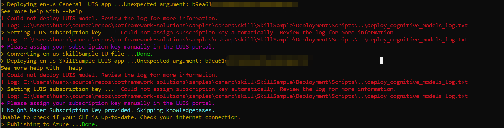 [skill] Sample Skill Deploy Error · Issue 3206 · Microsoft Botframework Solutions · Github