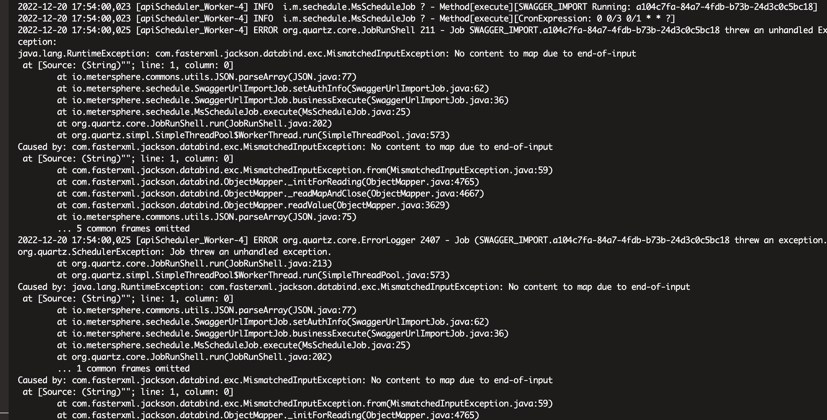 Bug 接口定时同步任务执行报错,无法同步 · Issue 20852 · Meterspheremetersphere · Github