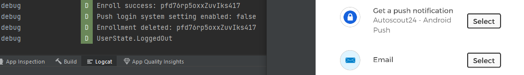 User can still see Push notification enrollment method on the web, after deleting enrollment ...