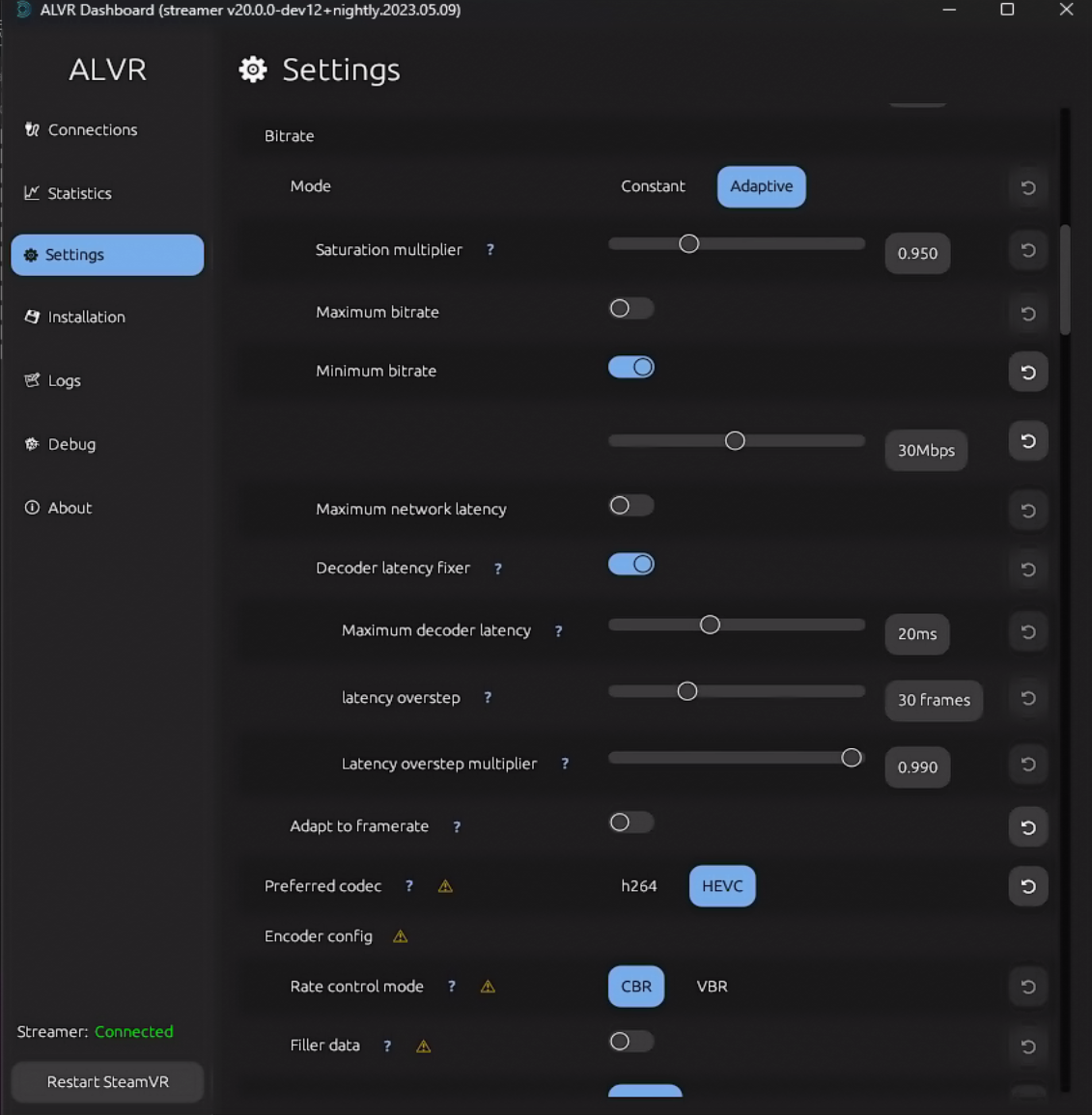 Very low bitrate when use adaptive mode · Issue #1647 · alvr-org/ALVR · GitHub