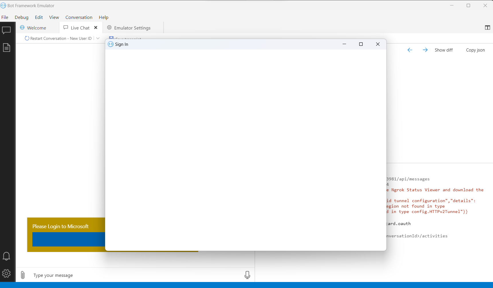 OAuth Prompt not working in Emulator · Issue #2435 · microsoft/BotFramework-Emulator · GitHub