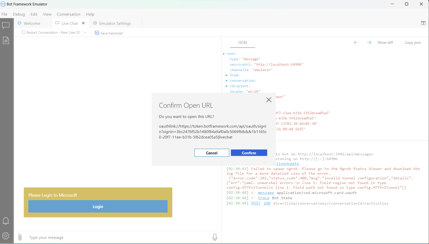 OAuth Prompt not working in Emulator · Issue #2435 · microsoft/BotFramework-Emulator · GitHub