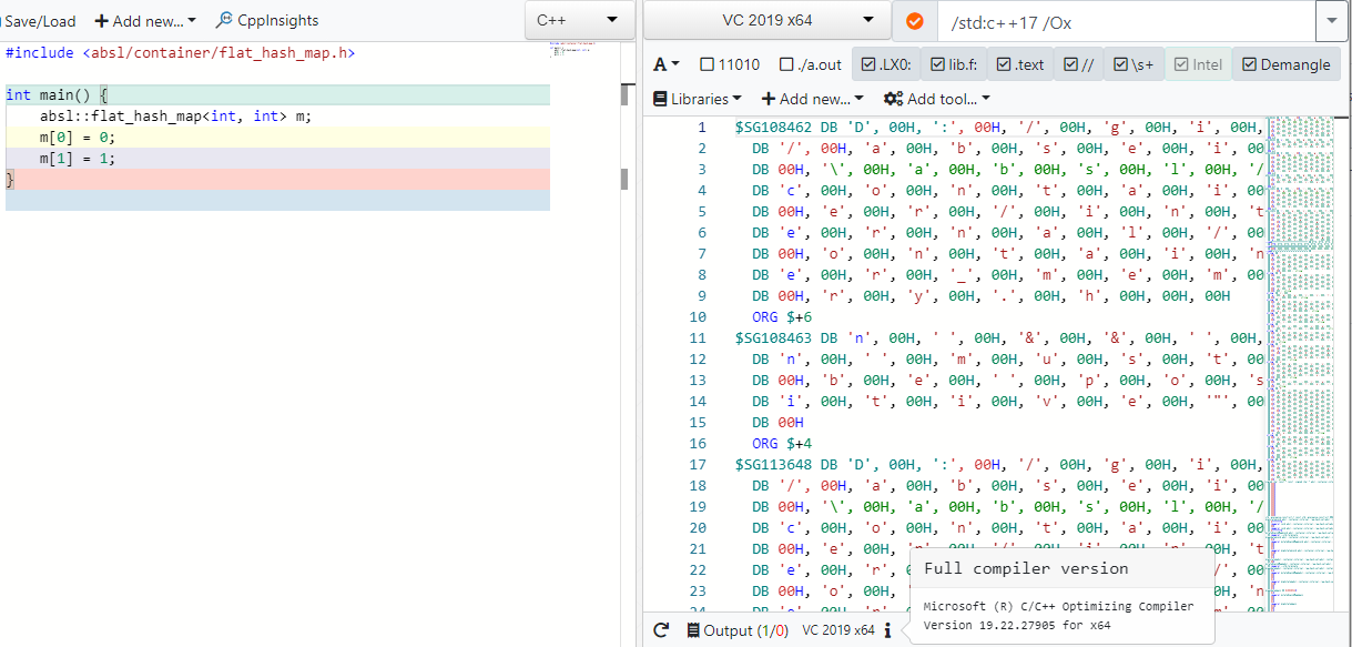 [BUG] Weirdly verbose MSVC output on later commits · Issue #1542 · compiler-explorer/compiler ...