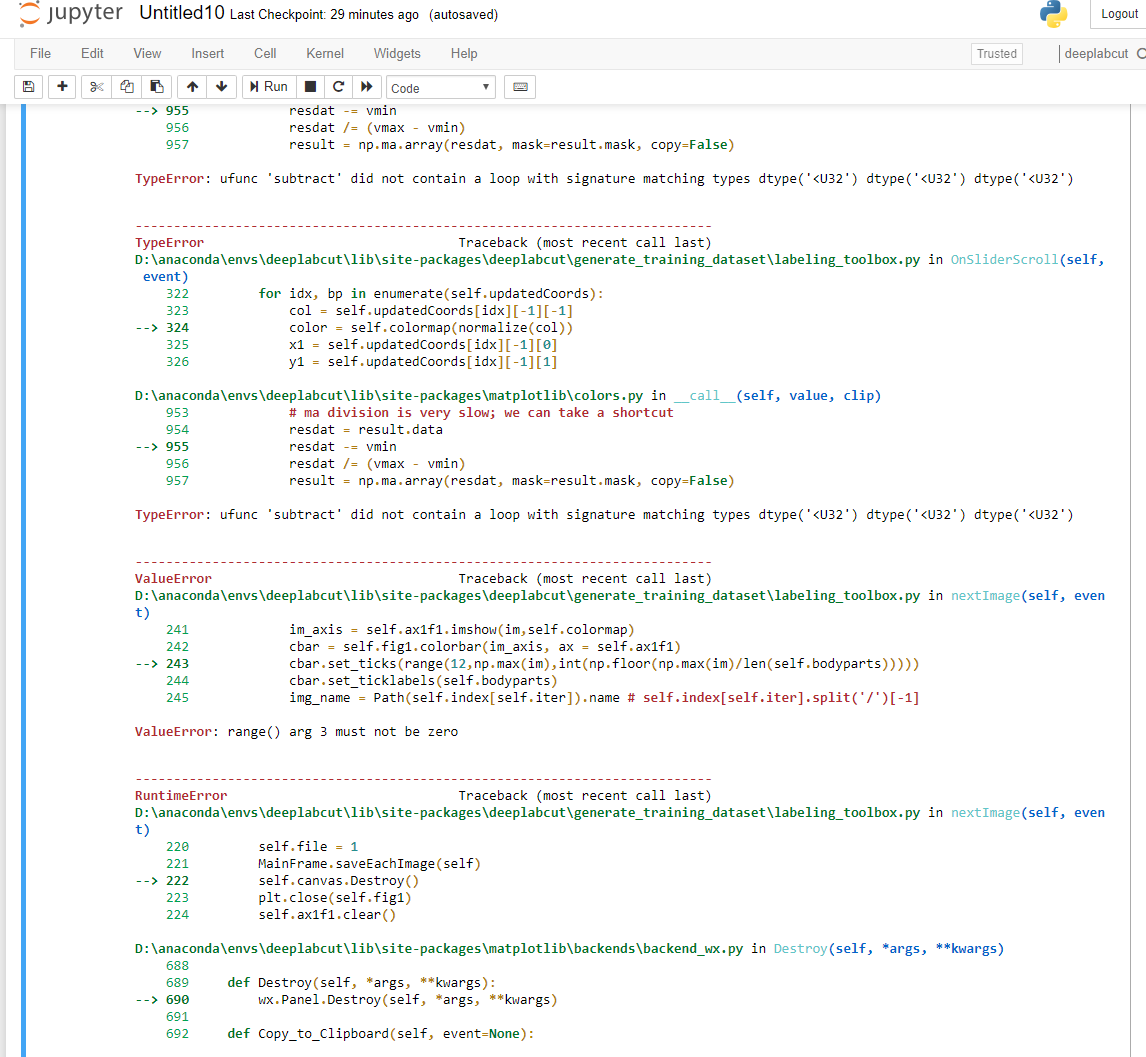 DLC2: Black frames extracted and errors with labeling GUI (MoviePy ...