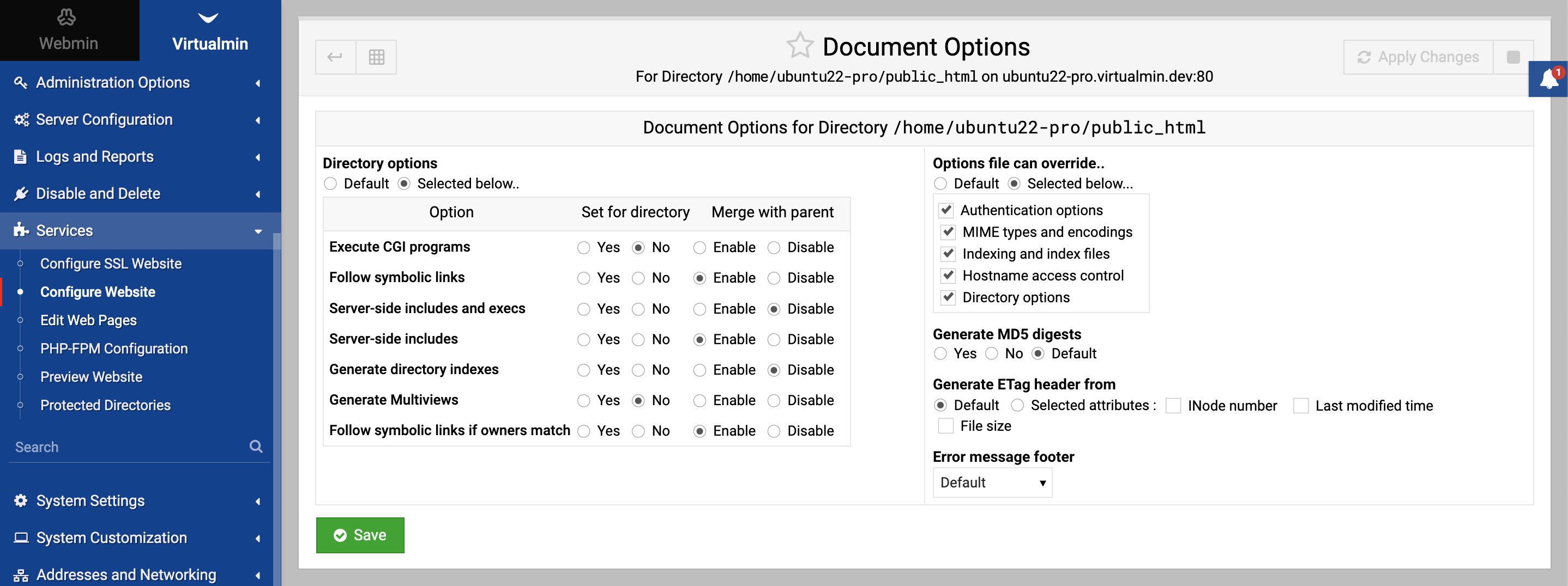 Apache: Document Options · Issue #1971 · webmin/webmin · GitHub