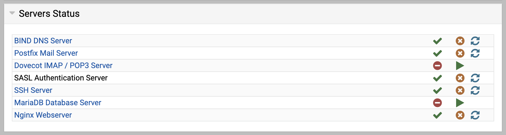 Status indicators should be visually separated from actions in the ...