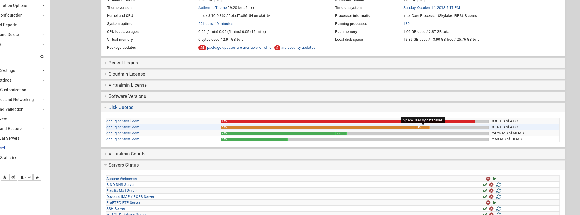 Theme: Dashboard separate quotas for files/databases · Issue #1206 · webmin/authentic-theme · GitHub