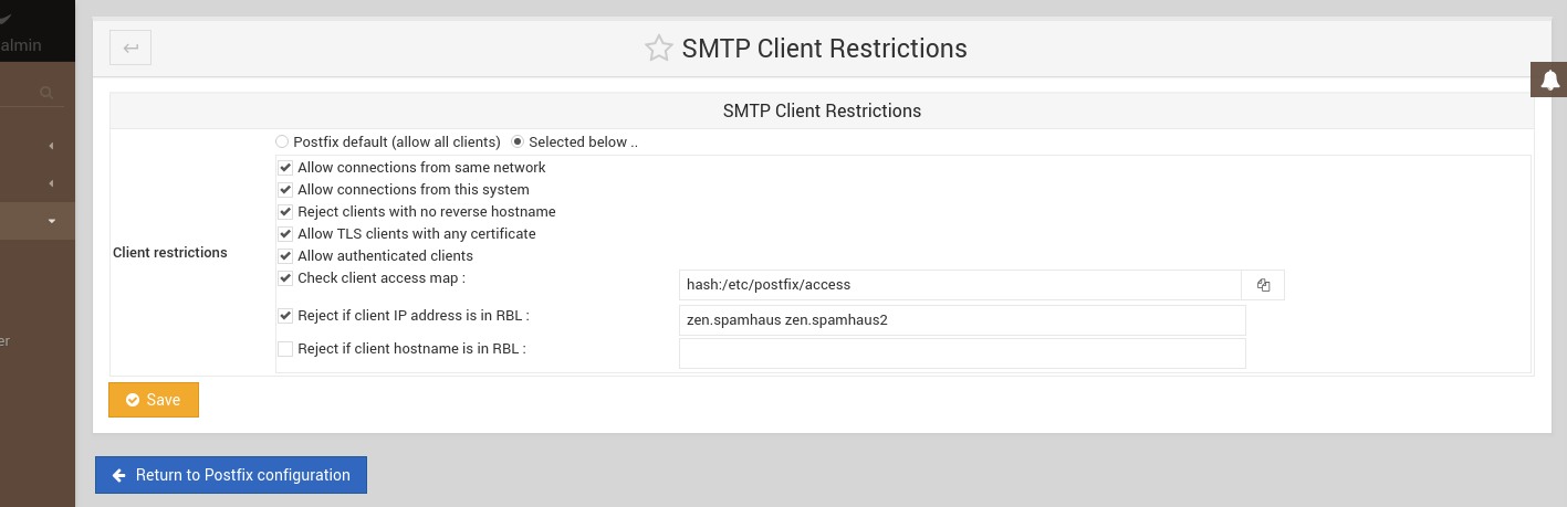 [BUG] Postfix > SMTP Client Restrictions · Issue #1423 · webmin/authentic-theme · GitHub