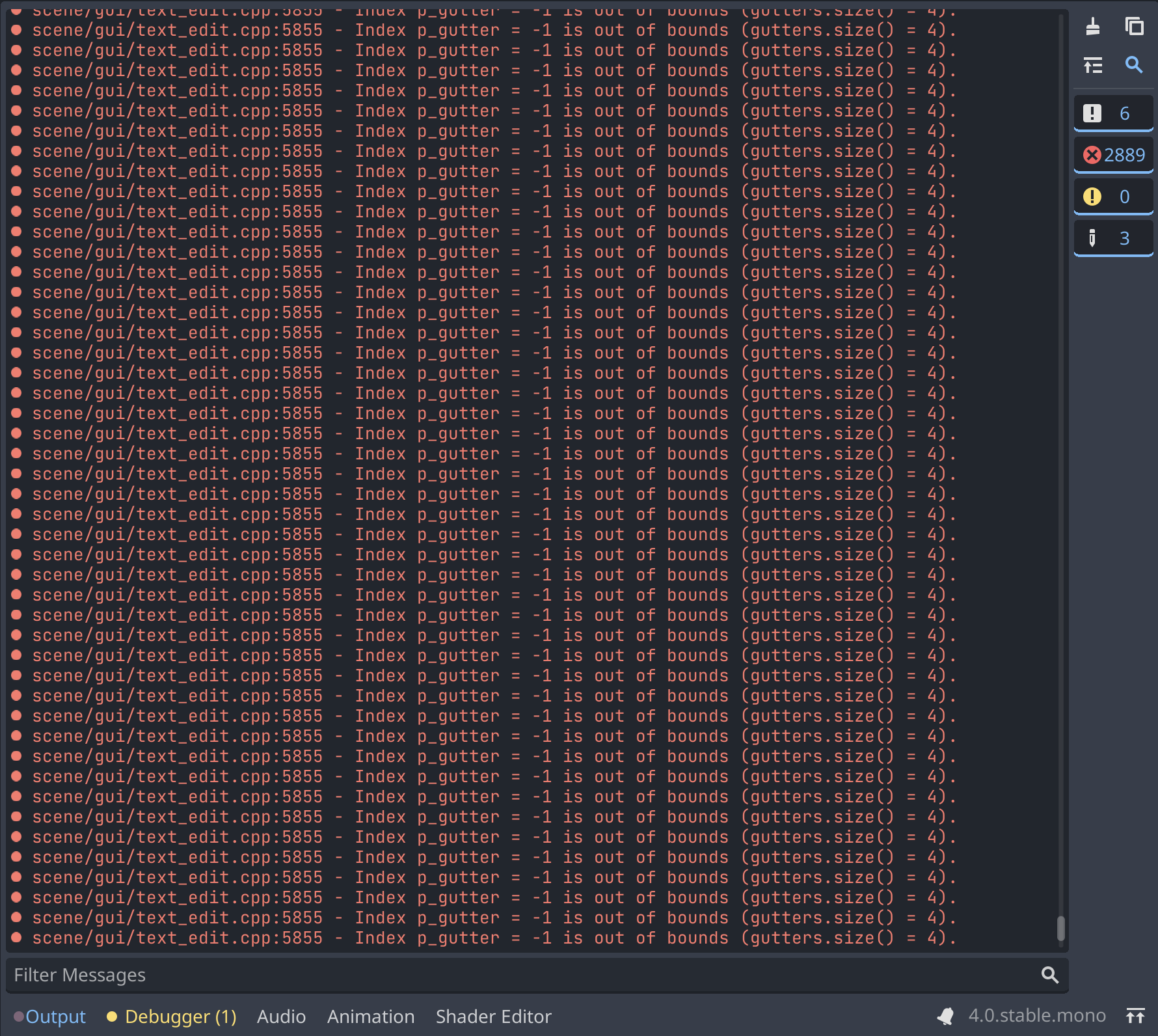 "Index p_gutter = -1 is out of bounds" error spam in TextEdit · Issue #58075 · godotengine/godot ...
