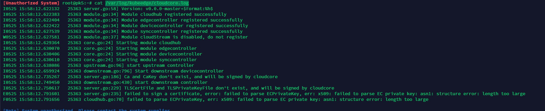 Ca and CaKey don't exist, and will be signed by cloudcore，TLSCertFile and TLSPrivateKeyFile don ...