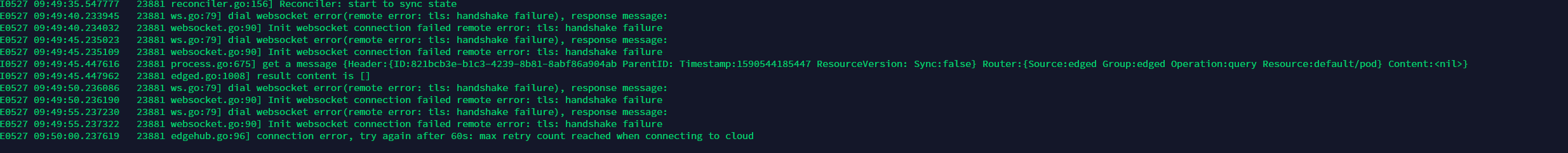 edge: Init websocket connection failed x509: cannot validate certificate for 10.0.10.35 because ...