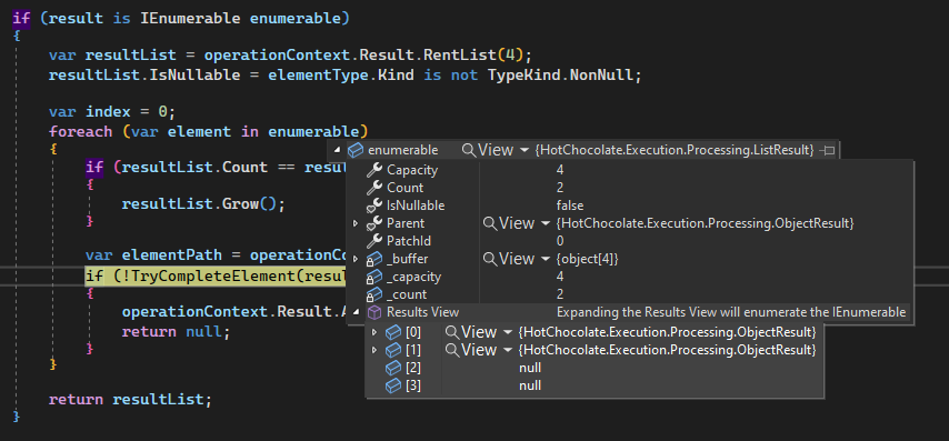 Local stitching nullify the results if an IEnumerable/IQueryable is returned from the stitched ...