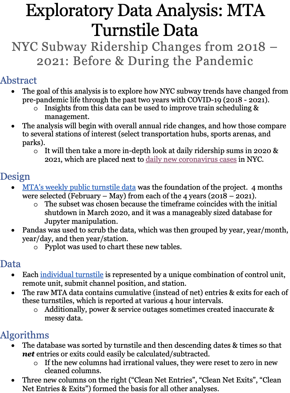 GitHub - Franchalanche/Metis-Project-1---EDA-with-MTA-Turnstile-Data