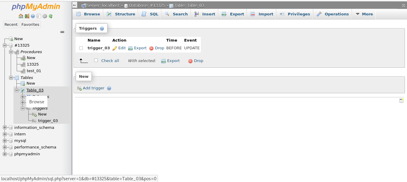 Created procedure (using side-column) shows up in triggers... · Issue ...