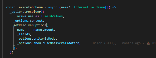 Context in yup resolver is passed to yup schema but when submitHandler is called, the errors are ...