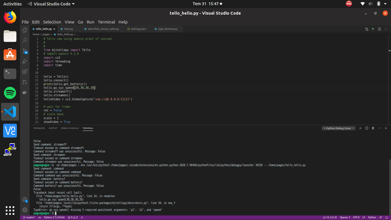 go_xyz_speed need 7 parameters · Issue #47 · damiafuentes/DJITelloPy ...