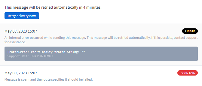 Internal Postal Error v2.1.4 · Issue #2451 · postalserver/postal · GitHub