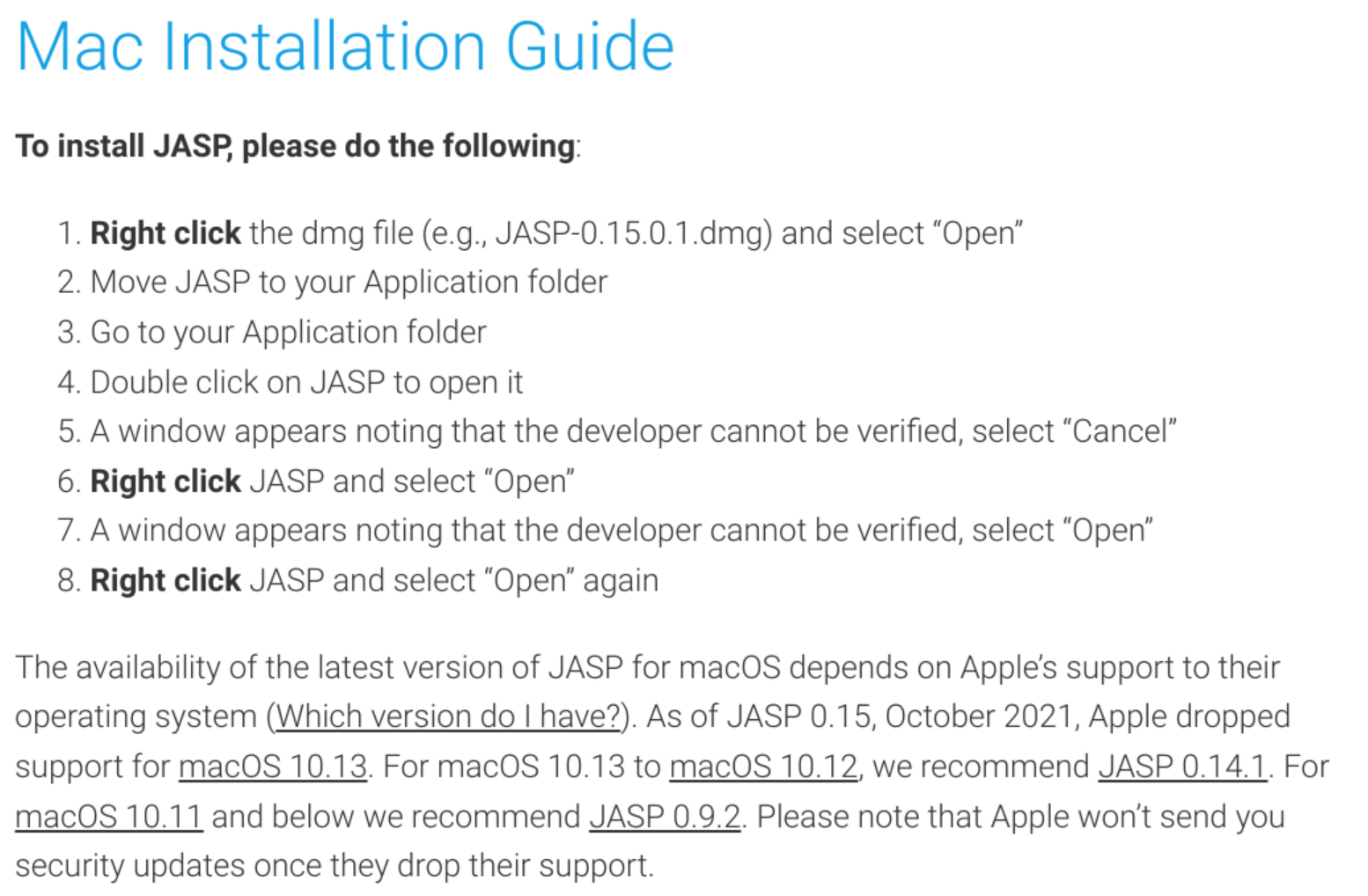 Bug Outdated Webpages Update Faq And Mac Installation · Issue 2425 · Jasp Statsjasp Issues 7862