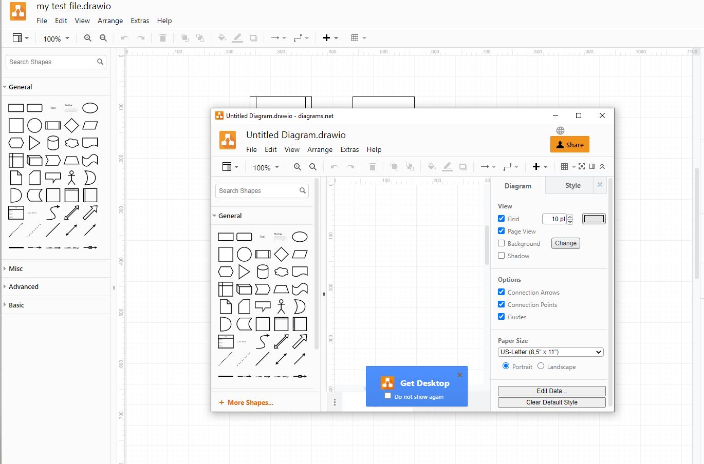 After opening a non-diagram file, the welcome prompt remains open ...