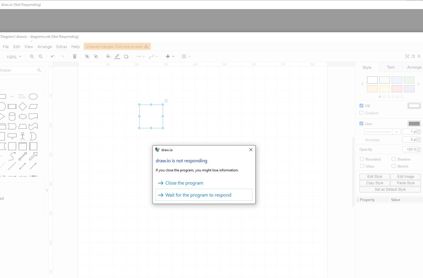 draw.io stops responding if a file is opened while 'Save As' dialog is open · Issue #1023 ...