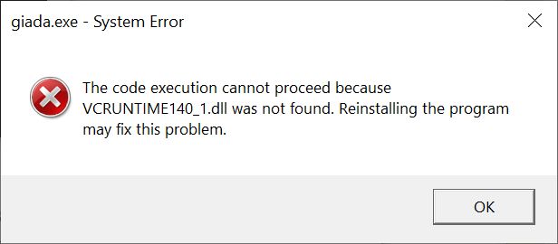 Missing VCRUNTIME140_1.DLL on Windows · Issue #420 · monocasual/giada · GitHub