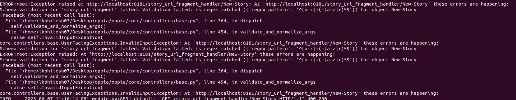 Bug Missing Frontend Validation For Invalid Story Url Fragment That Results In Backend