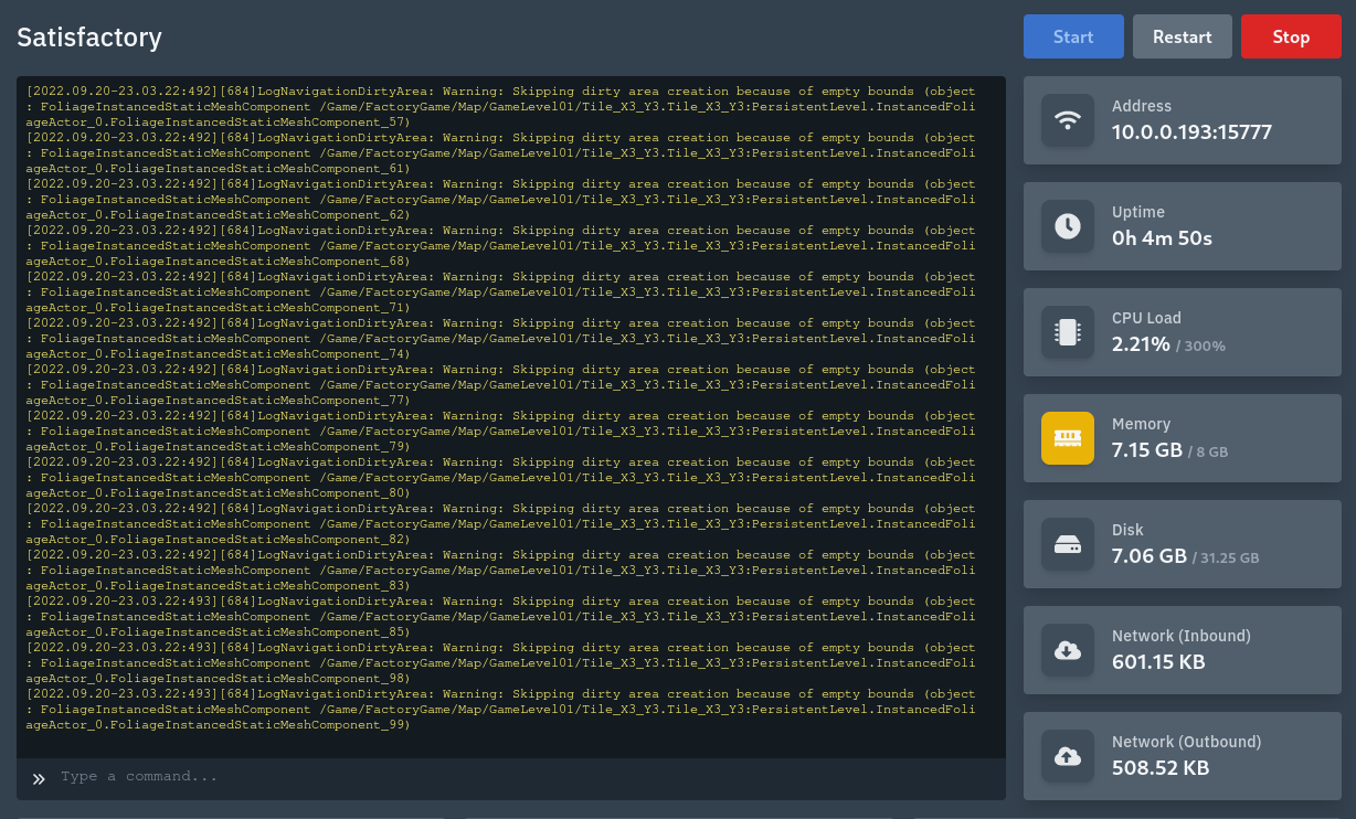 Any information about memory usage ? · Issue #33 · wolveix/satisfactory-server · GitHub