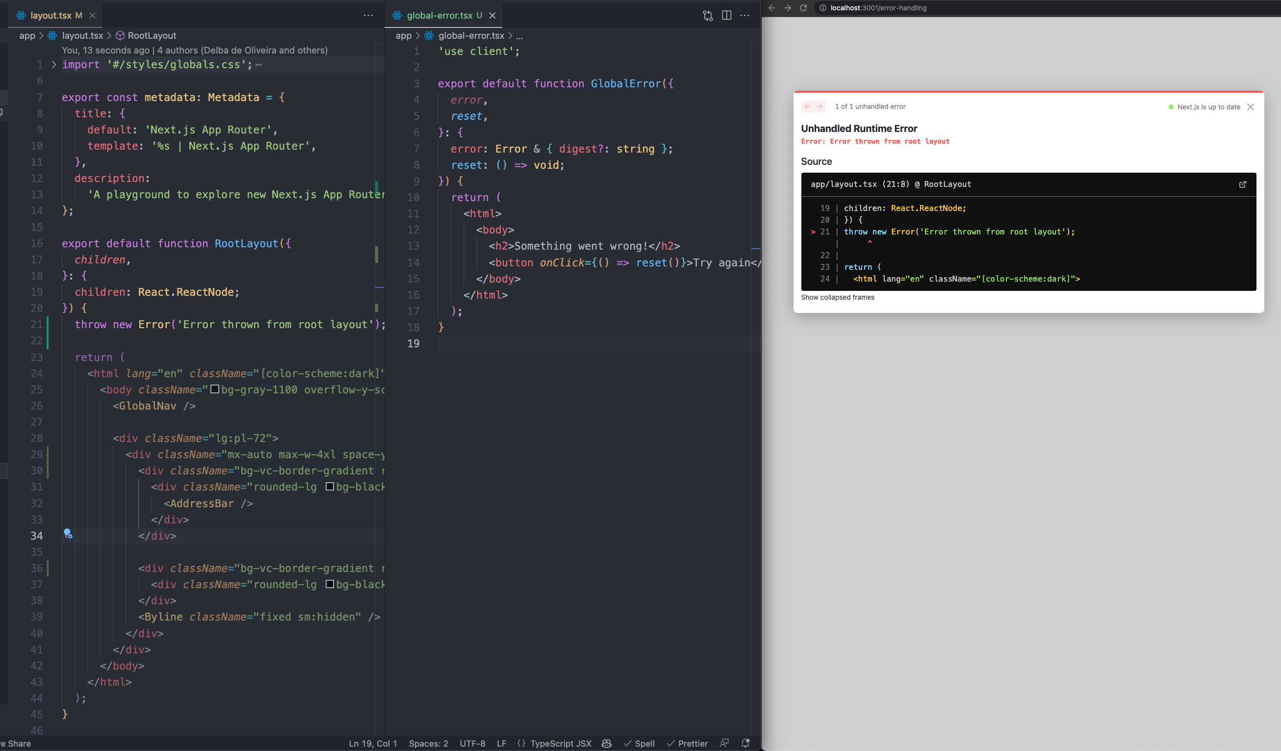 Global error handler (global-error.tsx) fails to catch errors in nested layouts · Issue #50119 ...